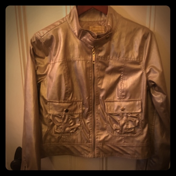 Jackets & Coats | Metallic Gold Leatherlike Jacket Fully Lined | Poshmark